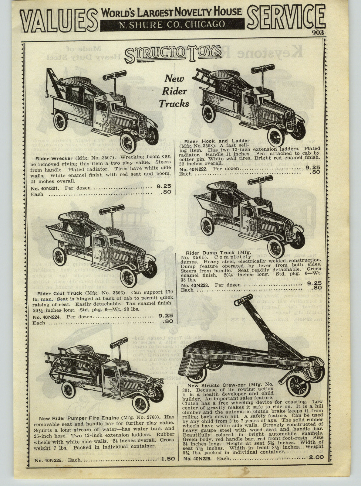 1936 PAPER AD 3 PG Structo Toy Trucks Crew-Zer Ride On Keystone ...
