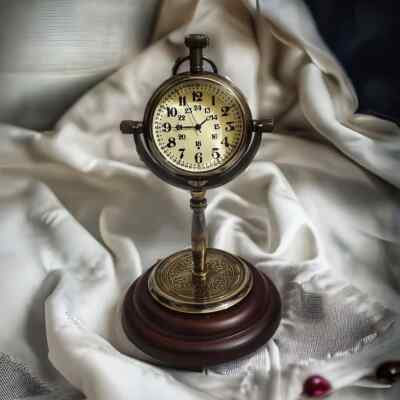 Vintage 6" Brass Engraved Table Clock, Classic Victorian Desk Clock ...
