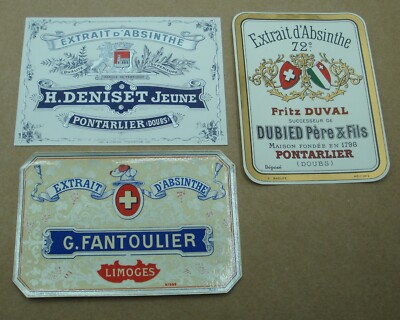 LOT 3 ETIQUETTES ABSINTHE /PONTARLIER .... ANCIENNES BOISSON ALCOOL OLD ...