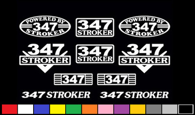 10 DECAL SET 347 CI V8 POWERED ENGINE STICKERS EMBLEMS 5.0 STROKER 302 ...