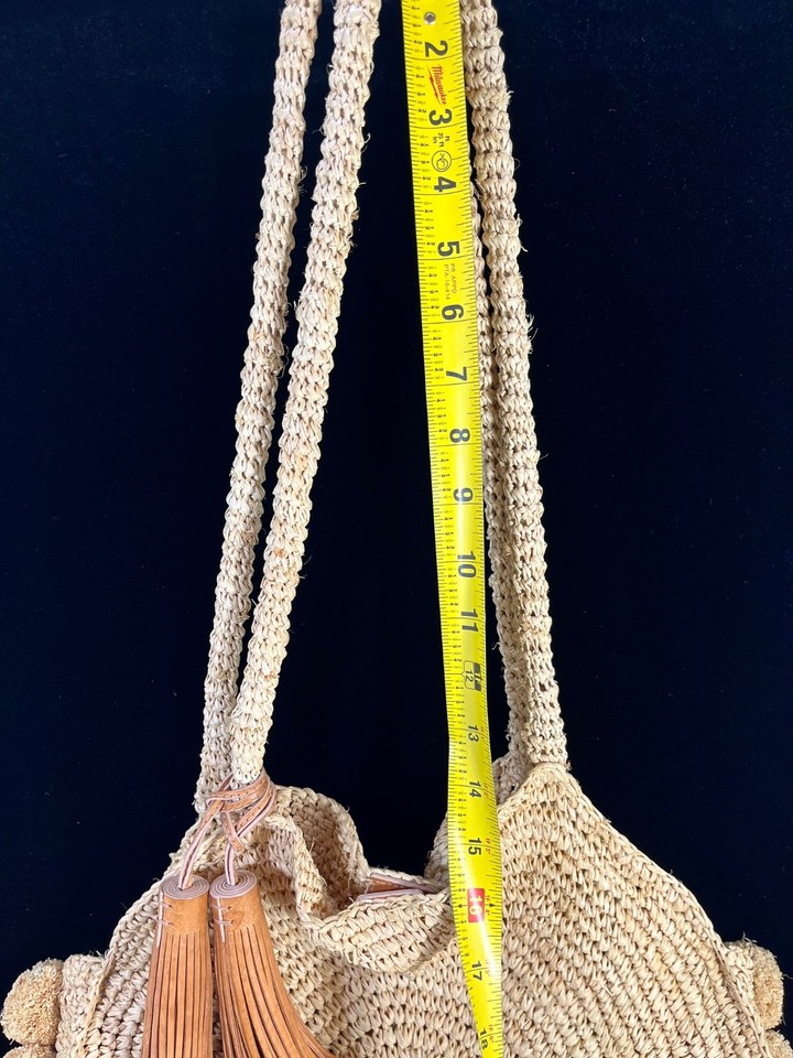 Loeffler Randall Straw Raffia Tote Bag Brown Woven Shoulder Purse Boho ...