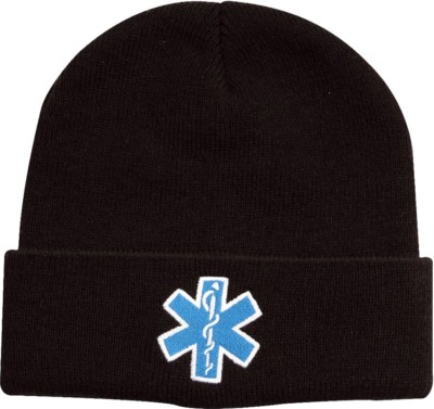 Black Acrylic Star Of Life Watch Cap Embroidered EMT EMS Paramedic ...