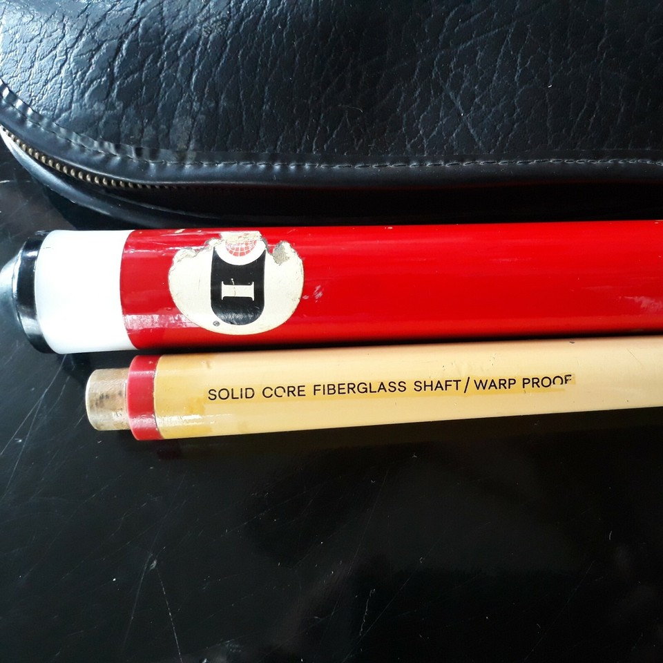 2 Pc Vtg Wood Solid Core Fiberglass Shaft Pool Cue Stick Brass ...