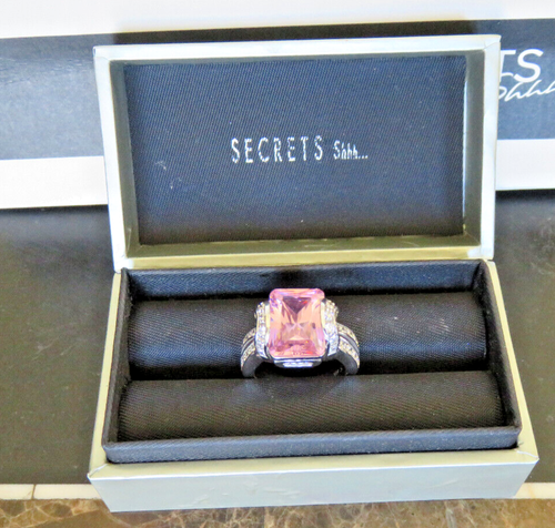 Secrets Shhh Large Pink Emerald cut with simulated diamond surround in ...