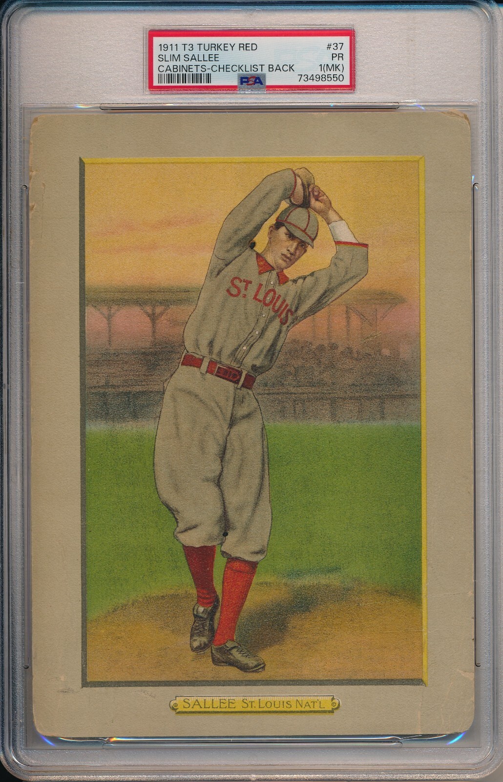 T3 TURKEY RED #37 SLIM SALLEE, CHECKLIST BACK-PSA 1(MK) PR (SVSC ...