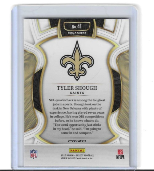 2025 Panini Select - Tyler Shough #41 Rookie (RC) Pink Shock Prizm ...