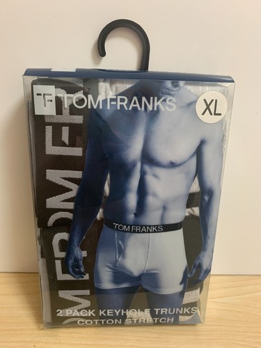 Men's 2 pack Keyhole Trunks M L XL XXL Cotn Stretch Tom Franks Blk GREY ...