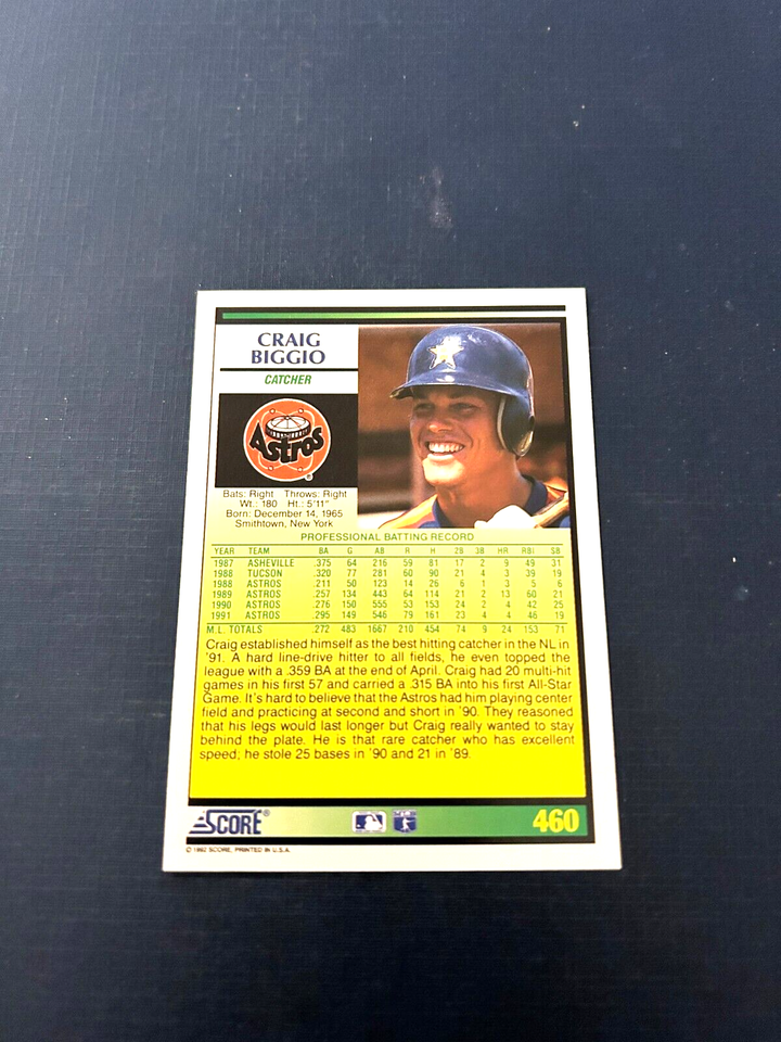 1992 Score Baseball Craig Biggio #460 HOF Factory Set Break NM-MT | eBay