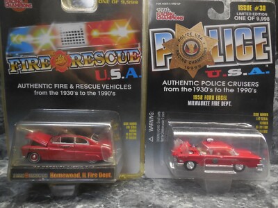 2 racing champions fire vehicles 1958 ford edsel milwaukee f.d ...