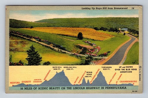 PA-Pennsylvania Aerial Looking Up Rays Hill From Breezewood Vintage ...