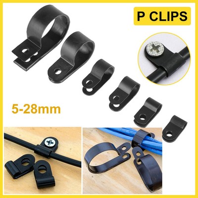 Nylon Black Plastic P Clips Fasteners for Cable Conduit Tubing Sleeving ...