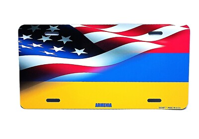 ARMENIAN AMERICAN ARMENIA FLAG METAL NOVELTY CAR LICENSE PLATE AUTO TAG ...
