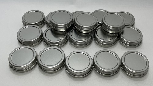 1/2 Oz Round Screw Top Can W/ Cover Lid Storage Tin Can Container Lot ...