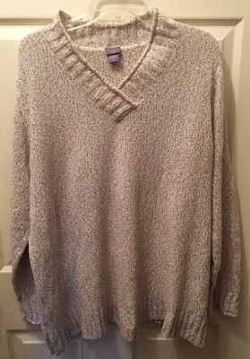 Laura Scott Plus Size 2X Cream Bluish Gray Pullover LS Sweater | eBay