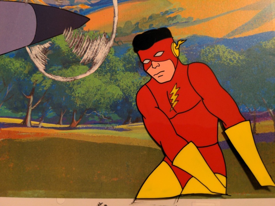 VINTAGE THE FLASH ANIMATION CEL cartoon background production art 1960 ...
