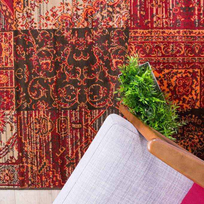 Patchwork Brown Orange Living Room Rugs Moroccan Rugs Small Large ...