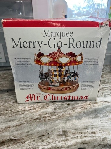 Mr Christmas Marquee Merry-Go-Round Animated 15 Christmas Carols Works ...