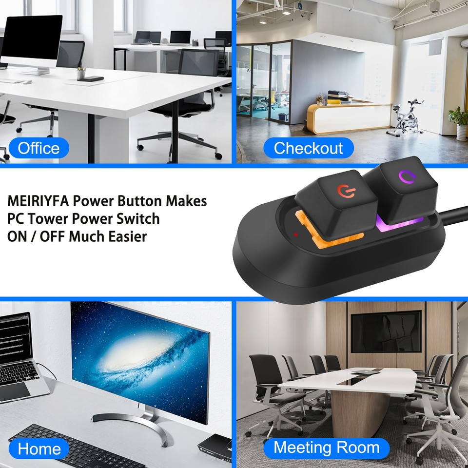 Desktop Computer Power Switch Power Supply Cable, External PC Power ...