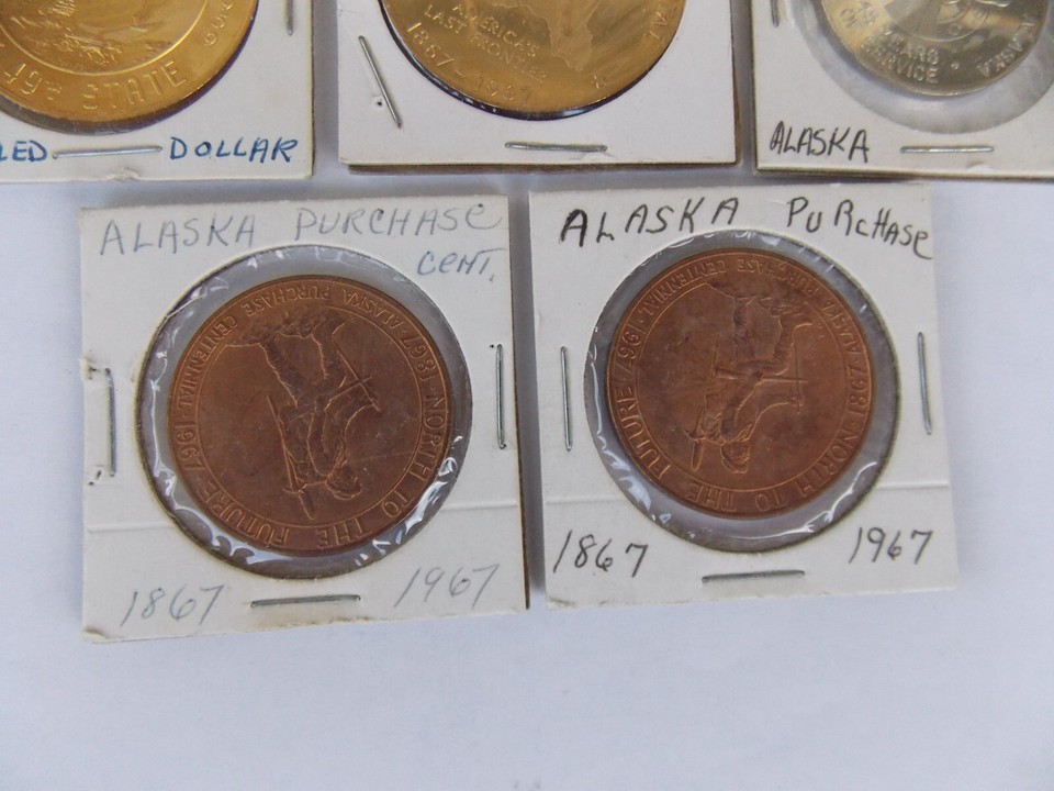 5 Vintage Alaska Collector Coin Tokens 1950's, 1960's Alaska Dollar ...