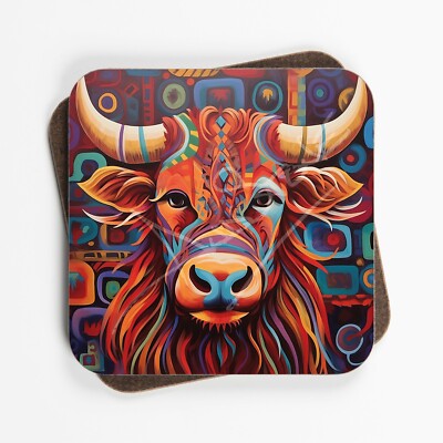 Cow Cattle Highland Farm Themed Coasters - 90mm x 90mm - Raw Backed ...