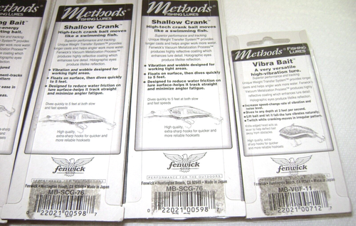 5 FENWICK LURES VIBRA BAIT SHALLOW CRANK DARTING BAIT GREAT COLORS LOT ...