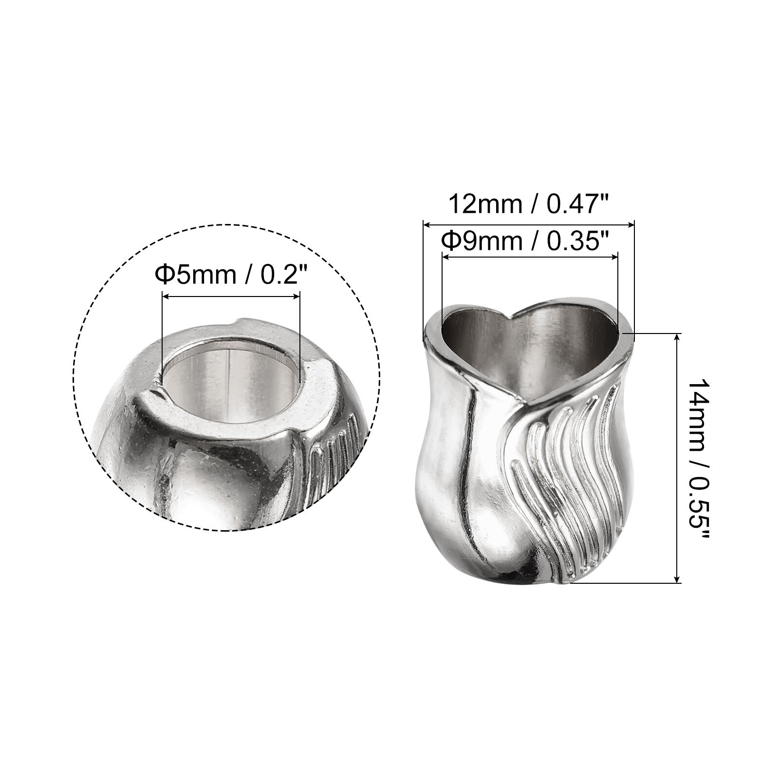 10Pcs 5mm Metal Bell Stopper Conical Cord Ends Lock Fastener Stopper ...