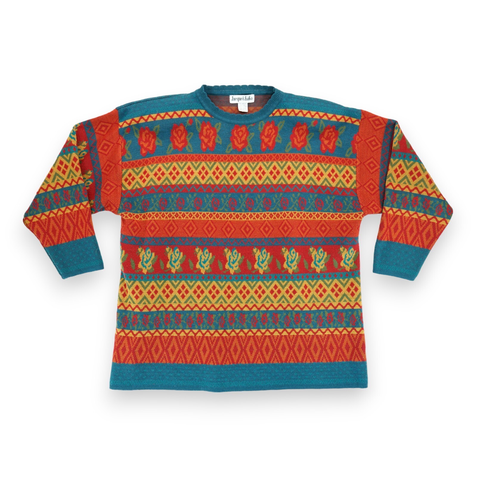 Vintage 90s Jacque & Koko Womens Sweater All Over Abstract Pattern Size ...