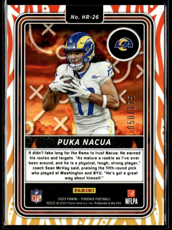 2023 Panini Phoenix Hot Routes Pink Puka Nacua RC 050/175 Los Angeles ...