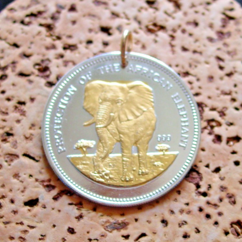 Gold on .999 Silver African Elephant Coin 7000 Francos 1993 Equatorial ...