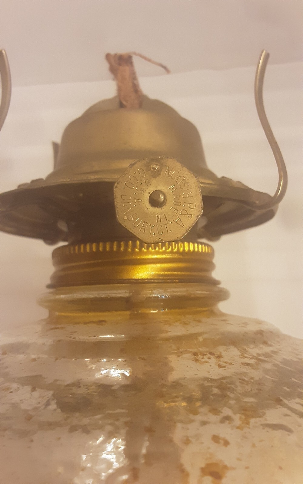 Vintage Eagle P&A Risdon Amber or Orange Glass Oil Lamp W/Burner ...