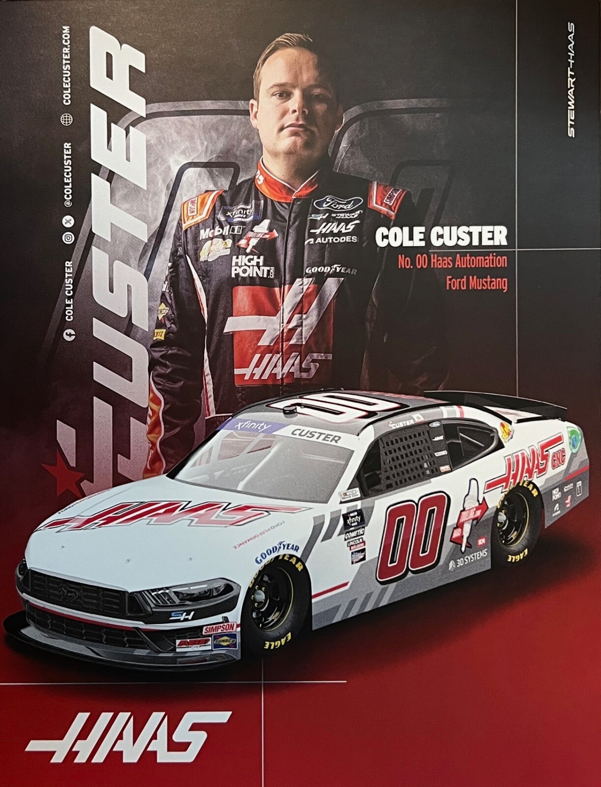 2024 COLE CUSTER “HAAS AUTOMATION SHR" #00 NASCAR XFINITY SERIES ...