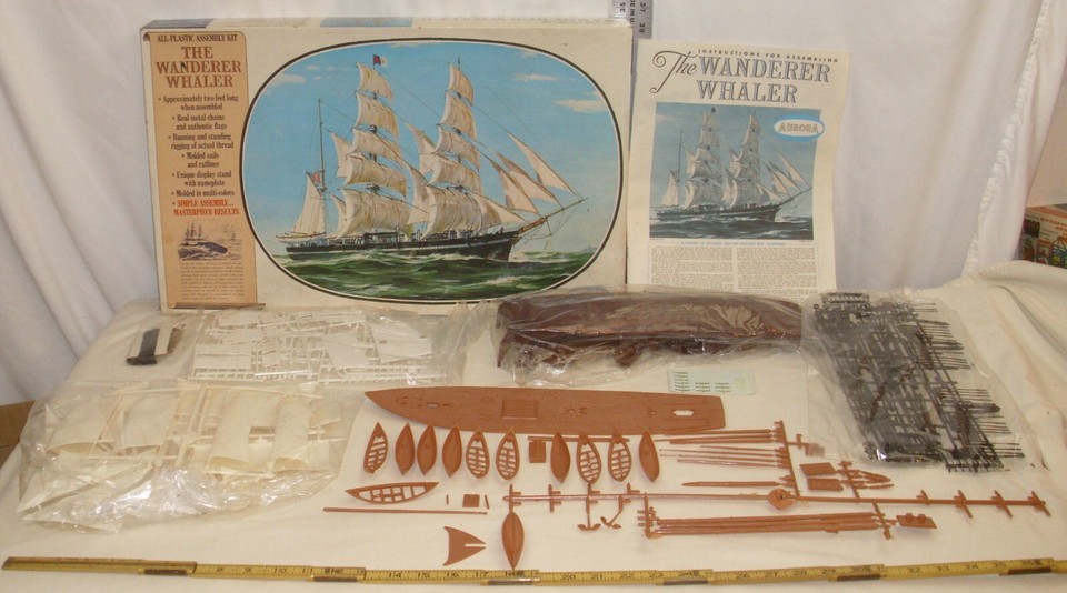 AURORA THE WANDERER WHALER TALL SAILING SHIP MODEL KIT 1:87 1966 BOXED ...