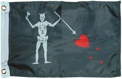 Edward Teach Blackbeard Skeleton Pirate Polyester 12x18 Inch Flag ...