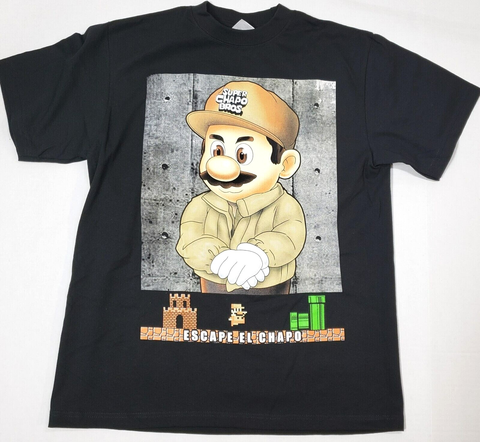 Super Chapo Bros T-shirt Escape El Chapo Guzman Mario Men's Tee Black ...