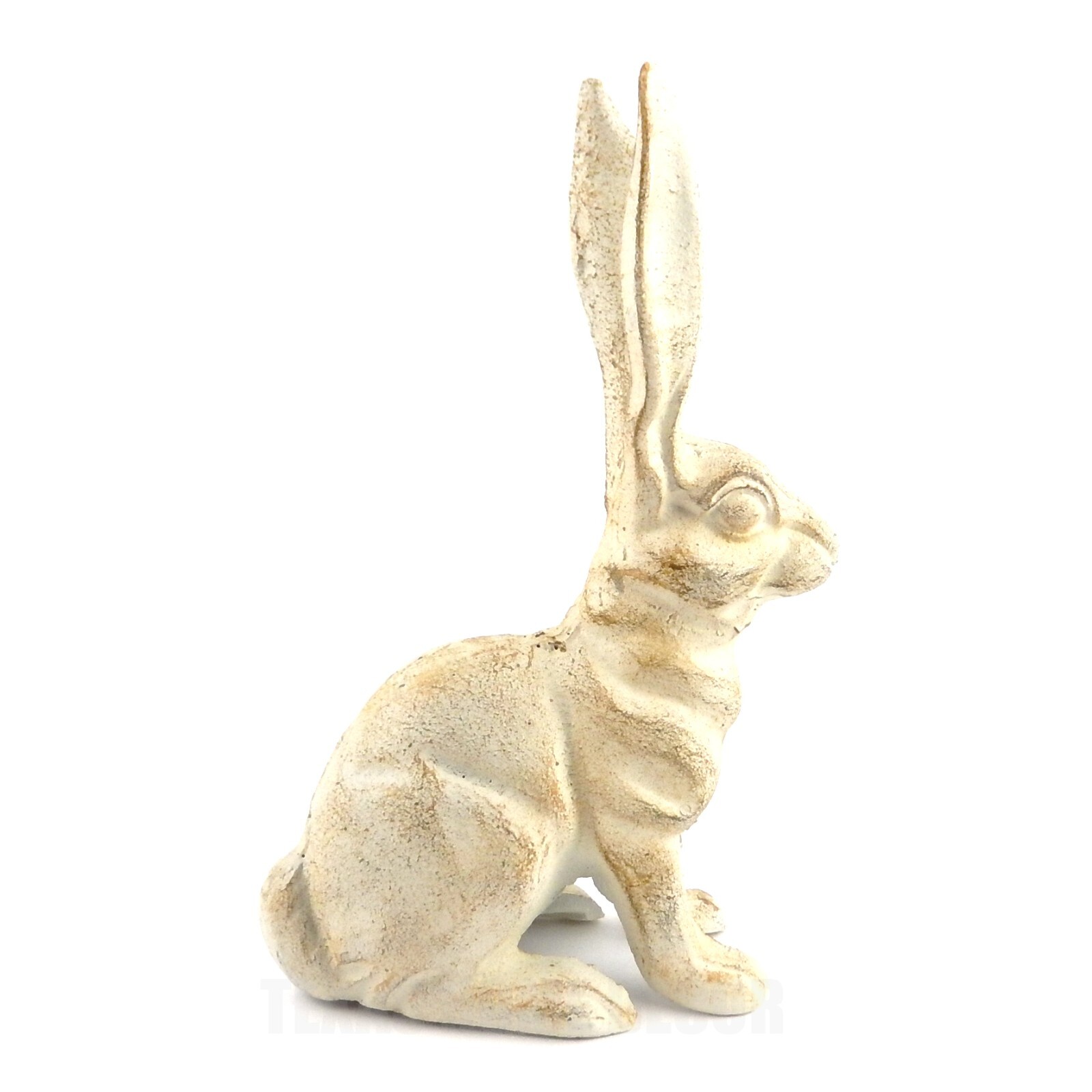 Large Rabbit Figurine Garden Statue Heavy Duty Cast Iron Antique White ...