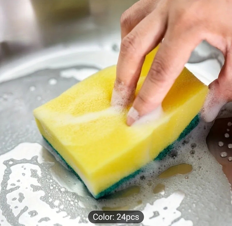 24pcs High Absorption Kitchen Sponges Double Layer Oil & Rust Removal ...