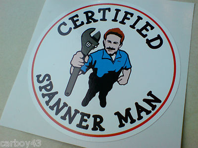 CERTIFIED SPANNER MAN Car Van Tool Box Sticker Decal 1 off 85mm | eBay UK