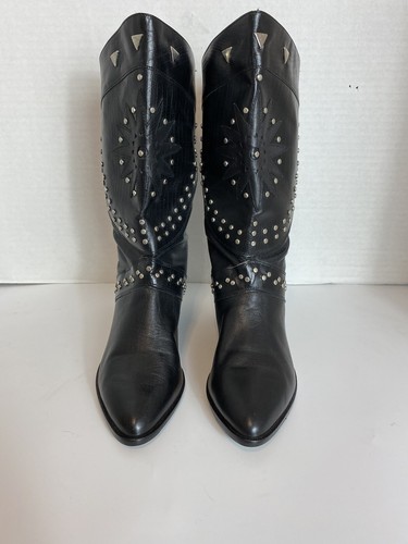 Markon Black Boots Western Studded Boho Leather Size 6 1/2 B | eBay