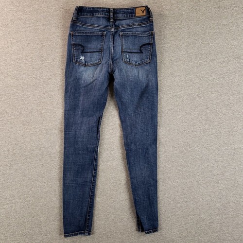 American Eagle Sz 4 Hi Rise Jegging Distressed Skinny Jeans Broken In ...