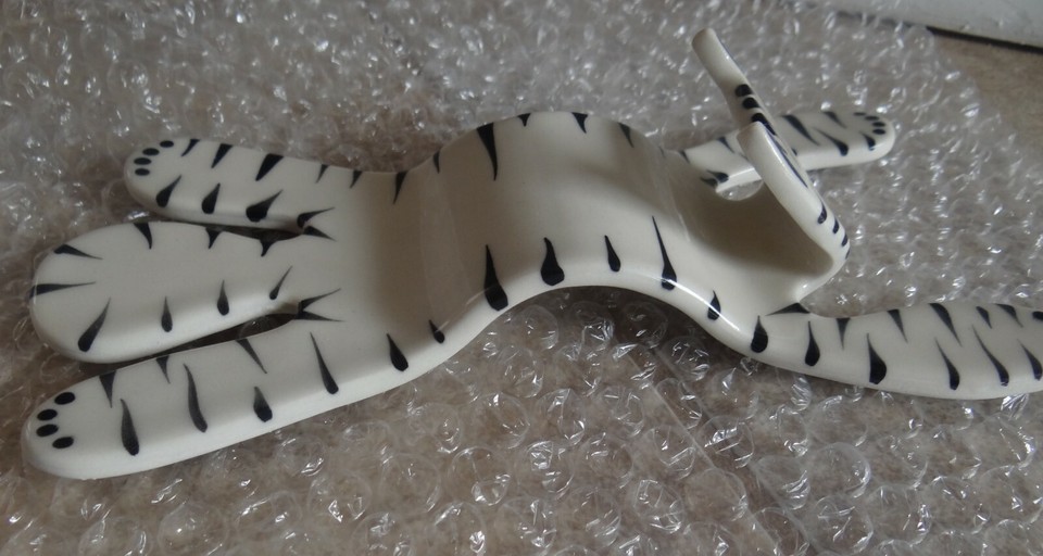 VTG CAT SPOON HOLDER KITCHEN OFFICE HOME CERAMIC HANDMADE Novelty CAT ...