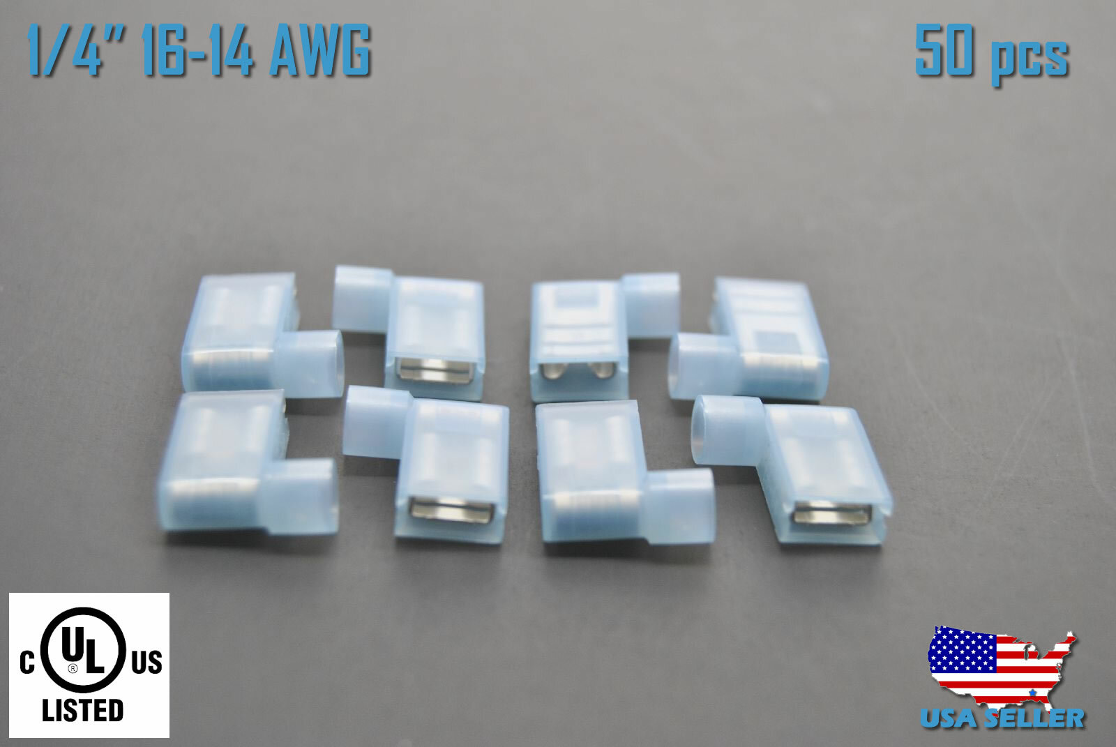50pcs 16-14 AWG Nylon Insulated Flag Female Electrical Connectors ...