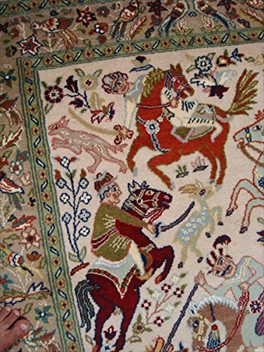 Area Rug 7 Horses King Hunting Classic Hand Double Knotted Fine Carpet ...