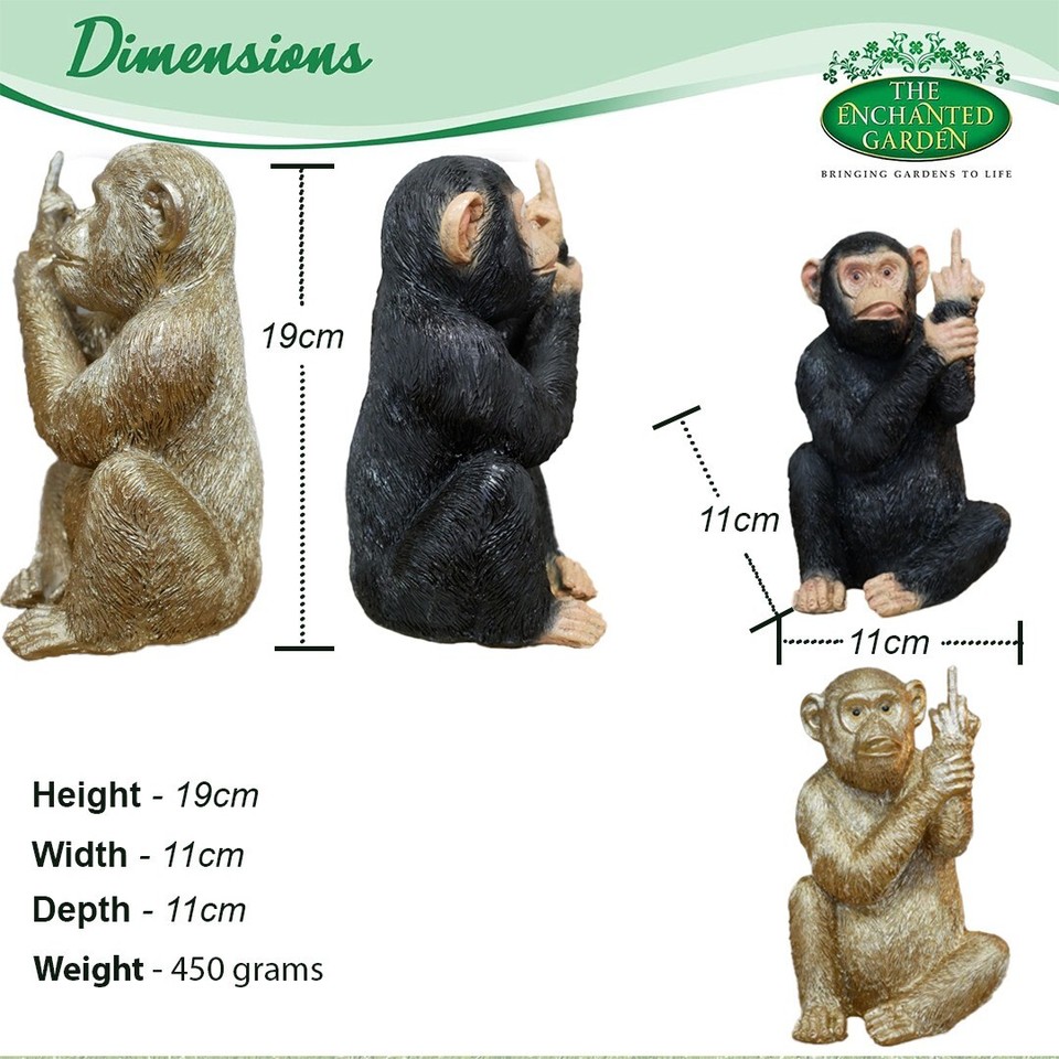 Rude Monkey Ornament Cheeky Crude Animal Statue Middle Finger Up Chimp ...