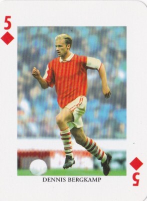 DENNIS BERGKAMP, NETHERLANDS/ARSENAL, RARE PLAYING CARD, 5 OF DIAMONDS ...