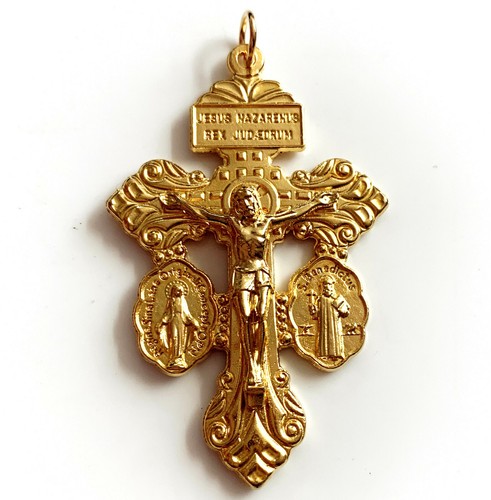 GOLD ITALY Pius X Indulgenced Pardon Crucifix Cross Rosary Part ...