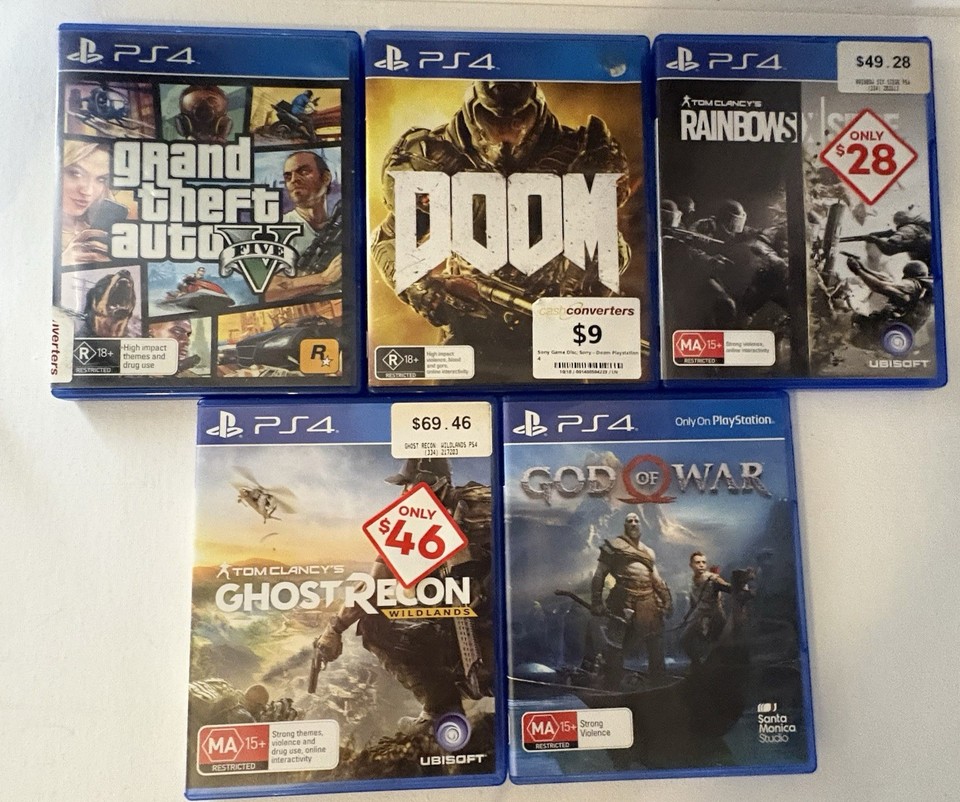 Sony PS4 PlayStation 4 Slim Console Bundle - 5 Games + Sony Controller ...