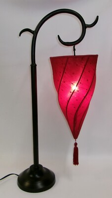 Pottery Barn Medina Moroccan StyleTable Lamp with Red Silk Shade | eBay