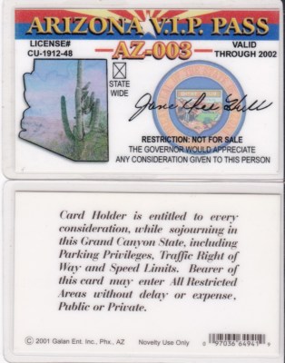 AZ VIP - ARIZONA STATE VERY IMPORTANT PERSON id card Drivers License | eBay