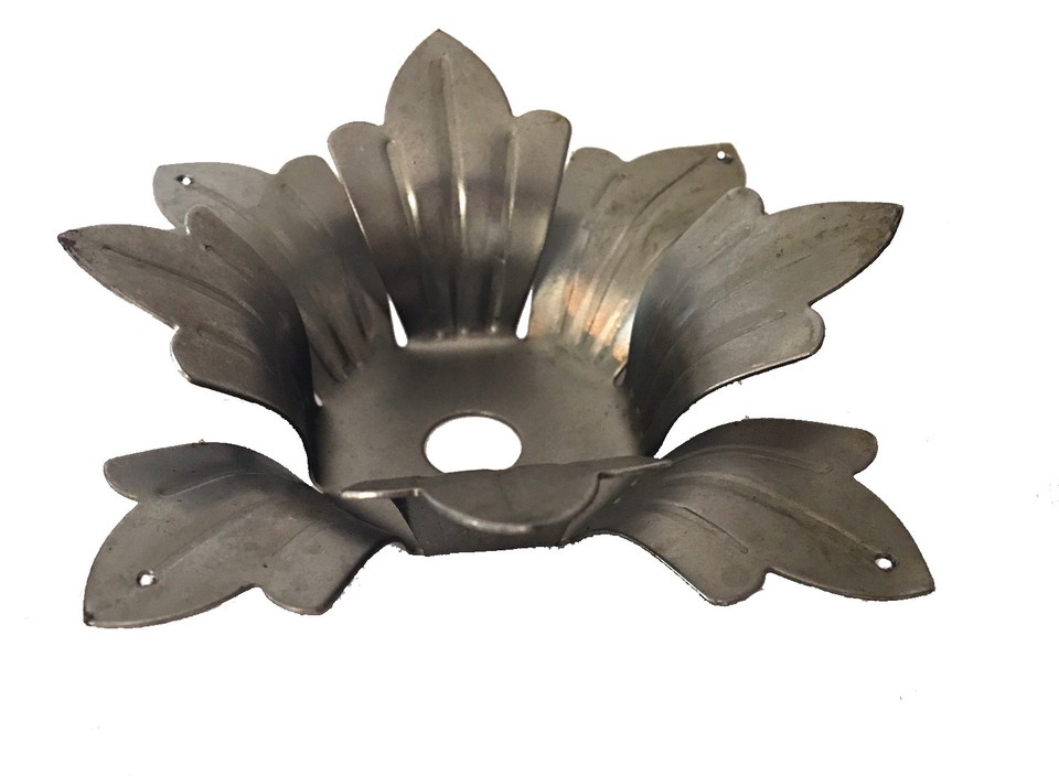 STAMPED RAW STEEL FLOWER HUSK 8 PETAL 3-3/4" Dia BOBECHE CANDLE CUP ...