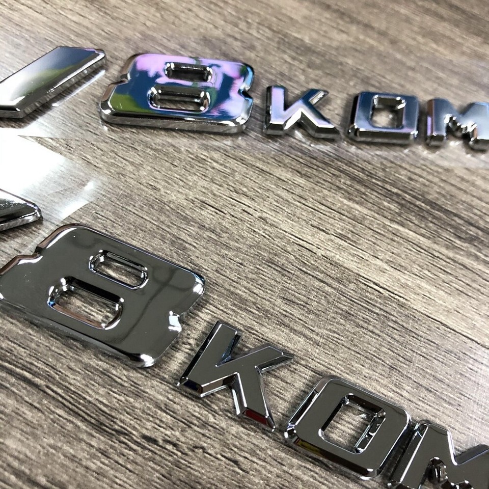 2x Chrome Silver Letter V8 KOMPRESSOR Emblem Side Fender Badge Sticker ...